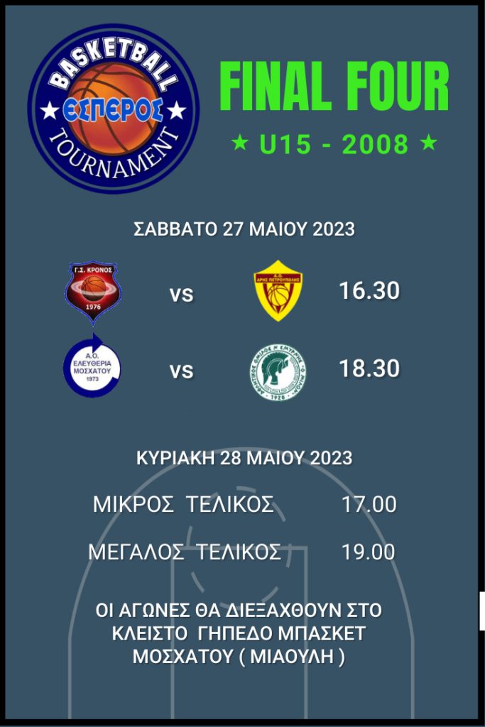 ΤΟΥΡΝΟΥΑ BASKETBALL ΥΠΟΔΟΜΩΝ 2022-23: FINAL 4 – U15 2008 | ΕΣΠΕΡΟΣ ...